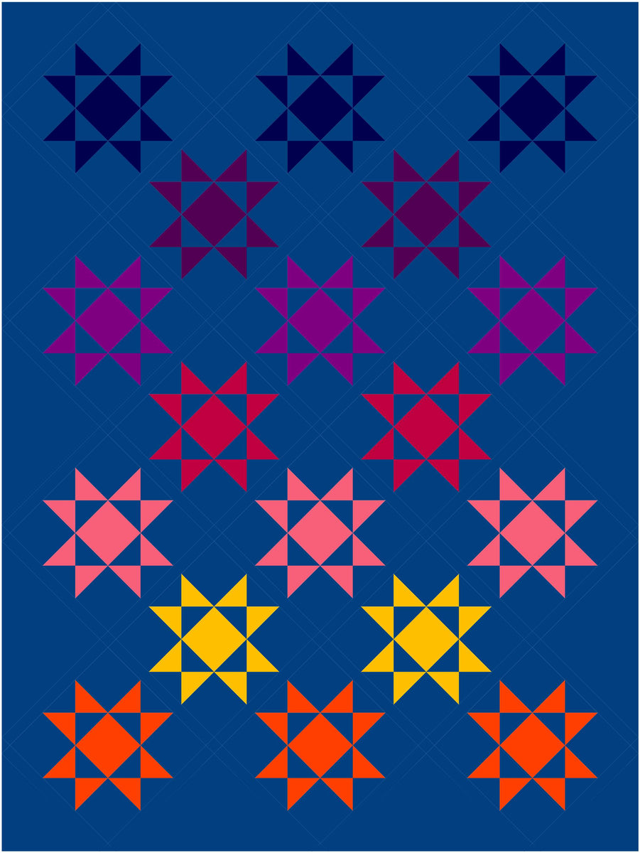 Sunset Stars Quilt PDF Pattern – Hillside Stitches